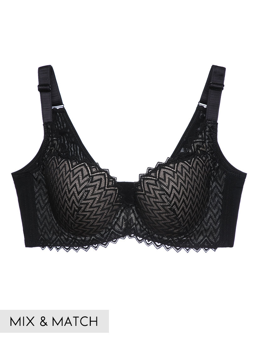 BR-01322, Lace Push-up Demi Moulded Bra, Black | SATAMI Online, 3/4 ...